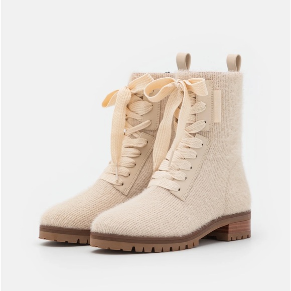 kate spade | Shoes | Kate Spade Merigue Lace Up Combat Boots Milk Glass ...